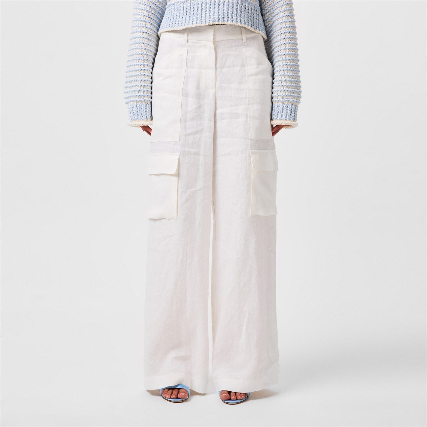 LOVESHACKFANCY LoveShackFancy Cargo Pants with Belt Loops and Multiple Pockets